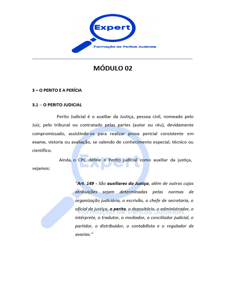 Módulo 02 Perito e Pericia | PDF