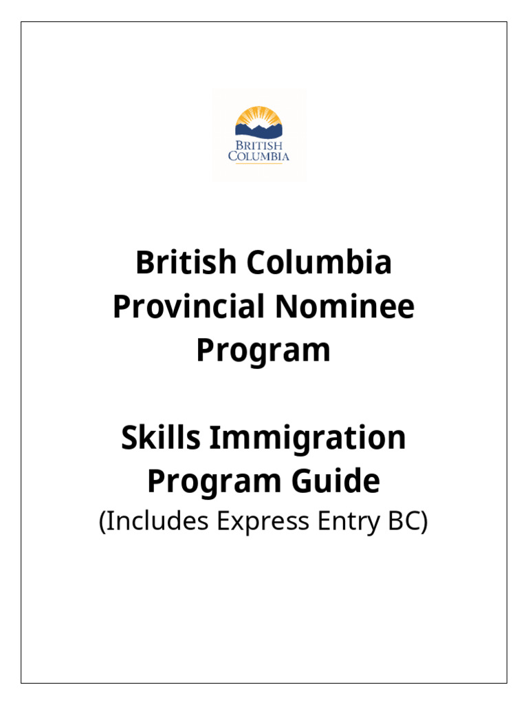 BC PNP Skills Immigration Program Guide | PDF | International English ...