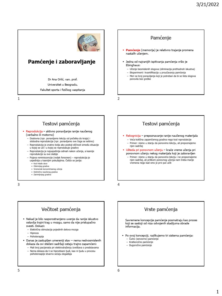 5 - Pamcenje I Zaboravljanje | PDF