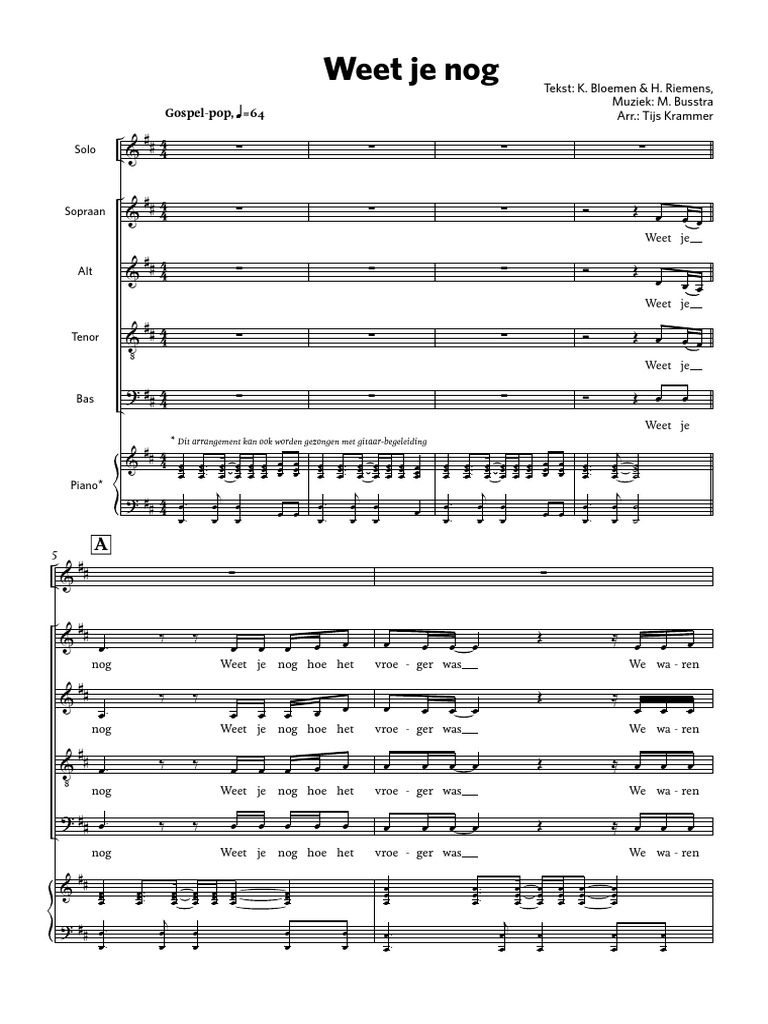 Weet Je Nog Satb | PDF