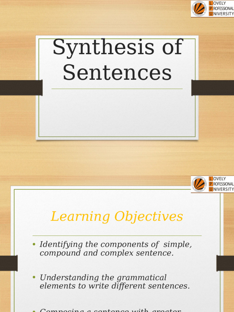 Synthesis of Sentences | PDF | Subject (Grammar) | Language Arts ...