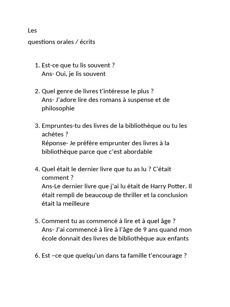 French Orals | PDF