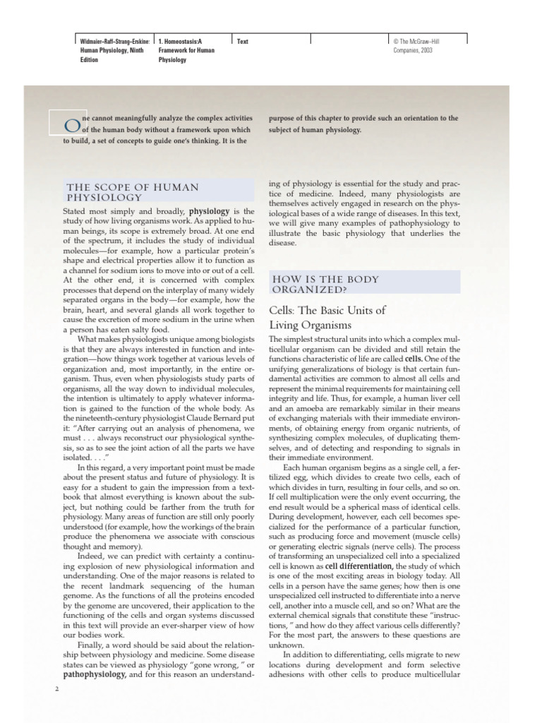 Human Physiology Introd, Cell-Systems | PDF | Human Body | Science ...