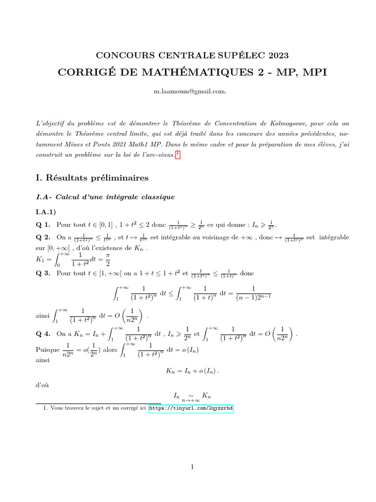 Centrale MP1 23 2 Corr | PDF