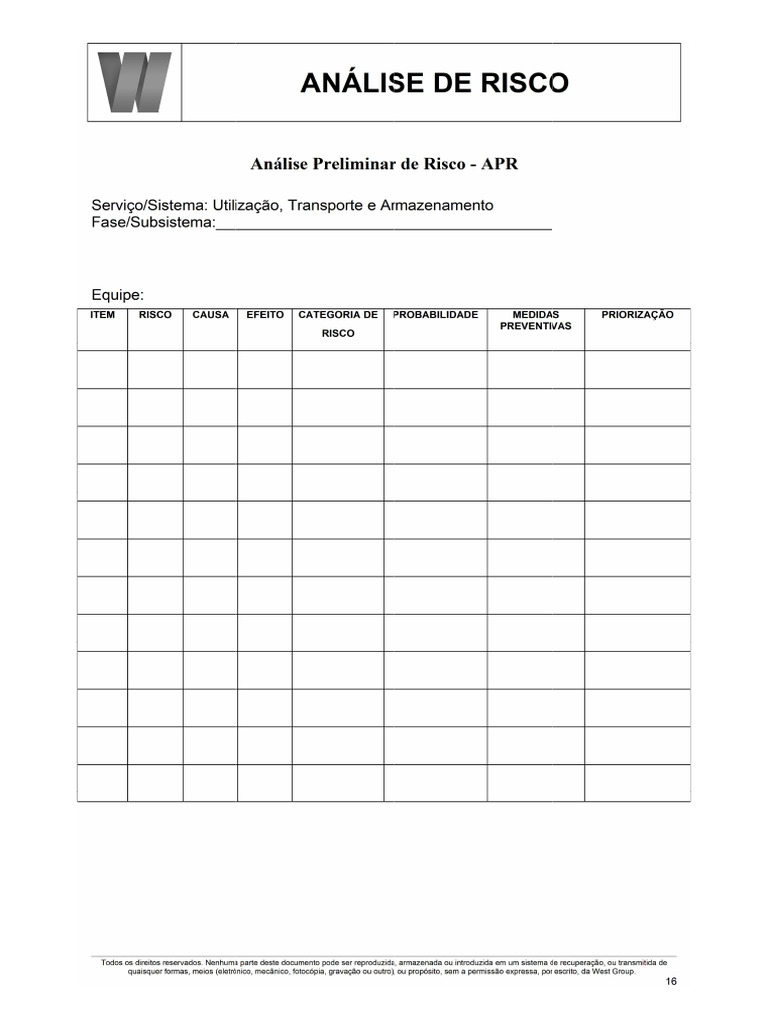 Análise Preliminar de Risco - APR | PDF
