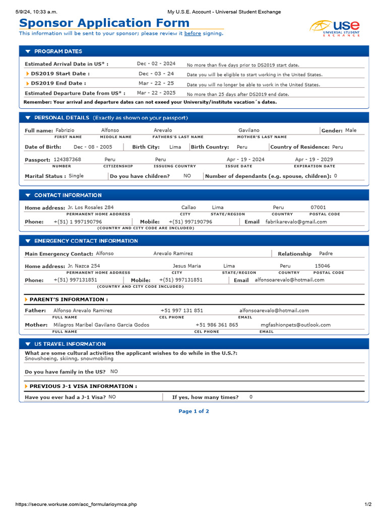 Use Sponsor Aplication Form Arevalo | PDF