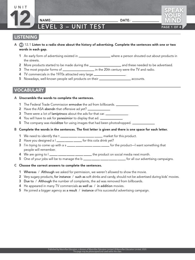 Interm 3 Unit 12 | PDF
