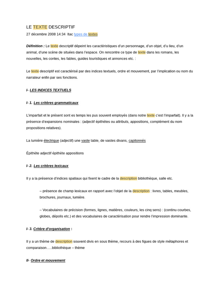 Texte Descriptif | PDF
