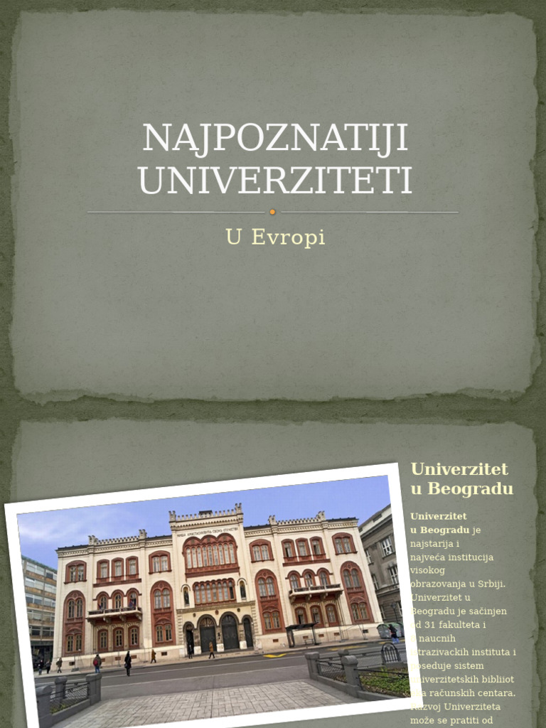 Najpoznatiji Univerziteti | PDF