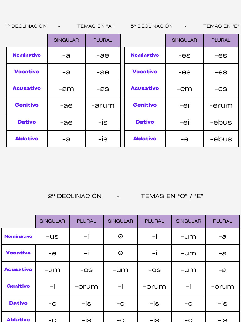 Declinaciones Latín 1º Bach | PDF
