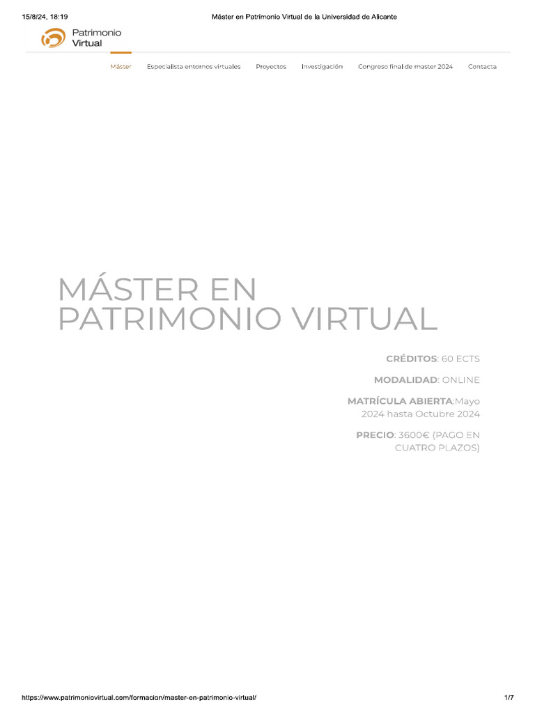 00 - Caratula Master Patrimonio Virtual | PDF