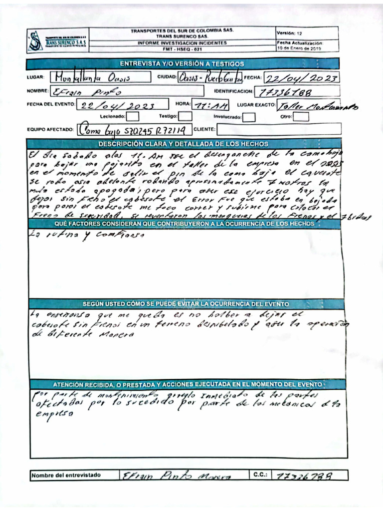 Entrevista Efraín Pinto | PDF