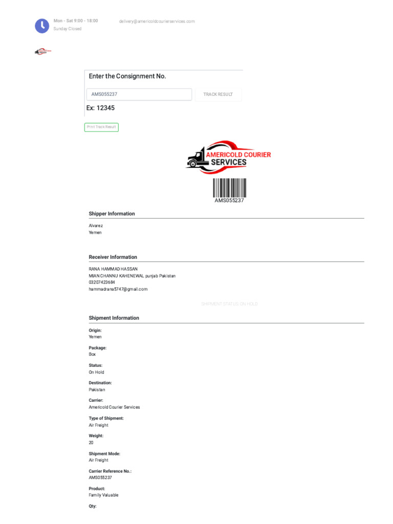Americold Courier Services | PDF | Cargo | Freight Transport