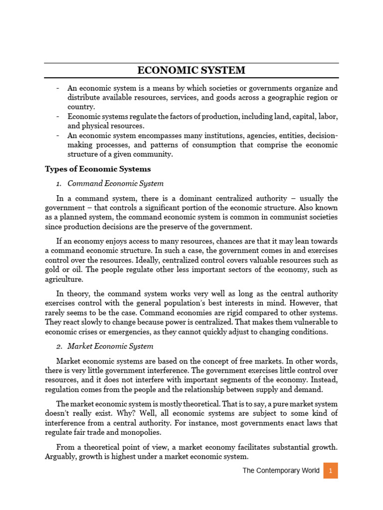 III. Economic Systems | PDF