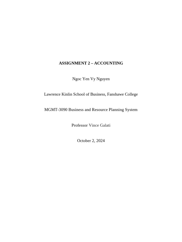 Assignment 2 - Accounting | PDF
