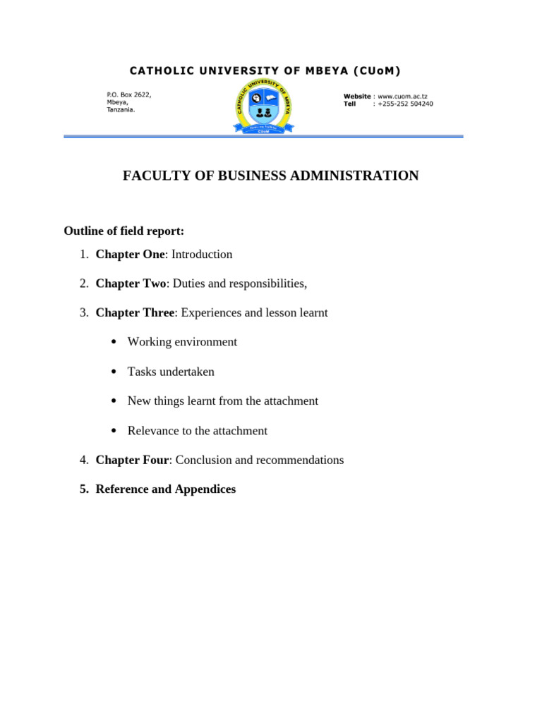Field Report Format 4 Students - 2024 | PDF