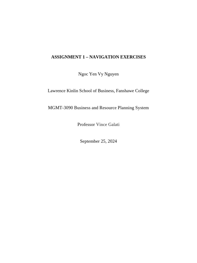 Assignment 1 - Navigation Exercises | PDF