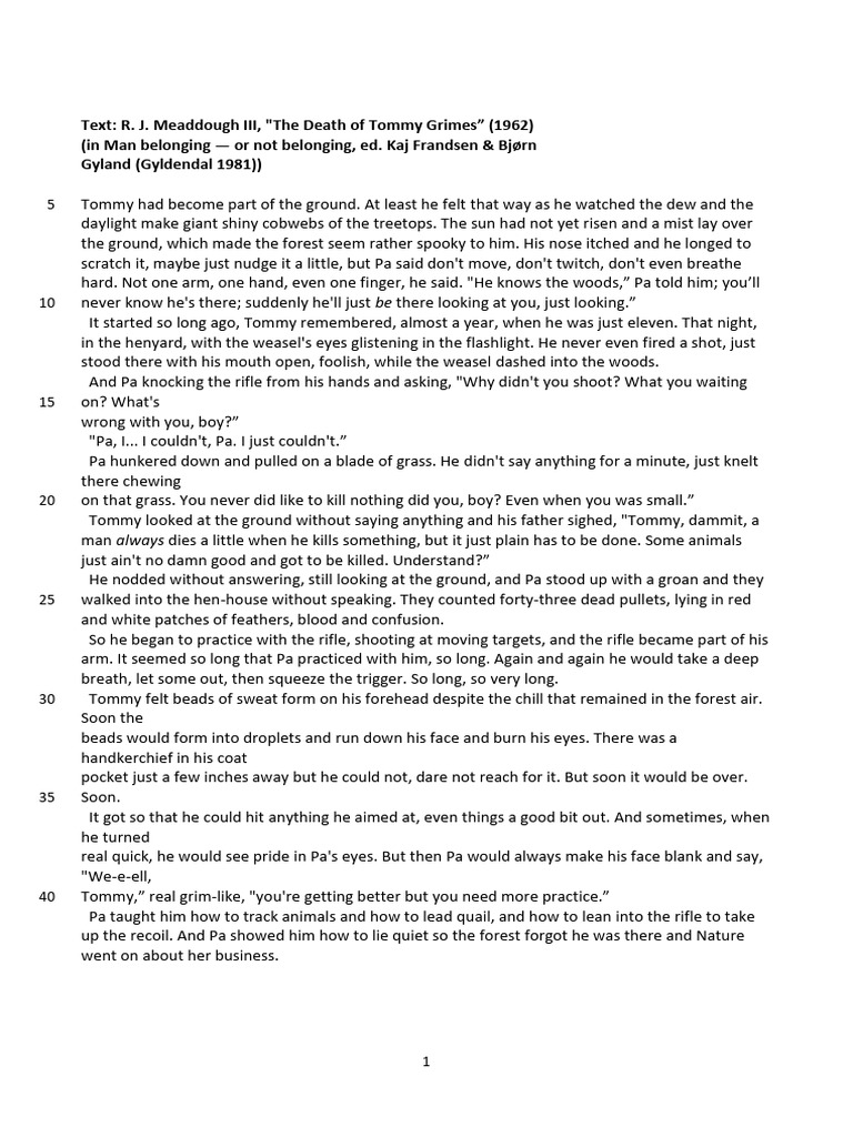 The Death of Tommy Grimes - R.J. Meaddough | PDF