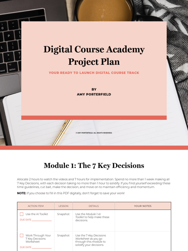 Amy Porterfield DCA ALL Project+Plan Track+2 2024 | PDF