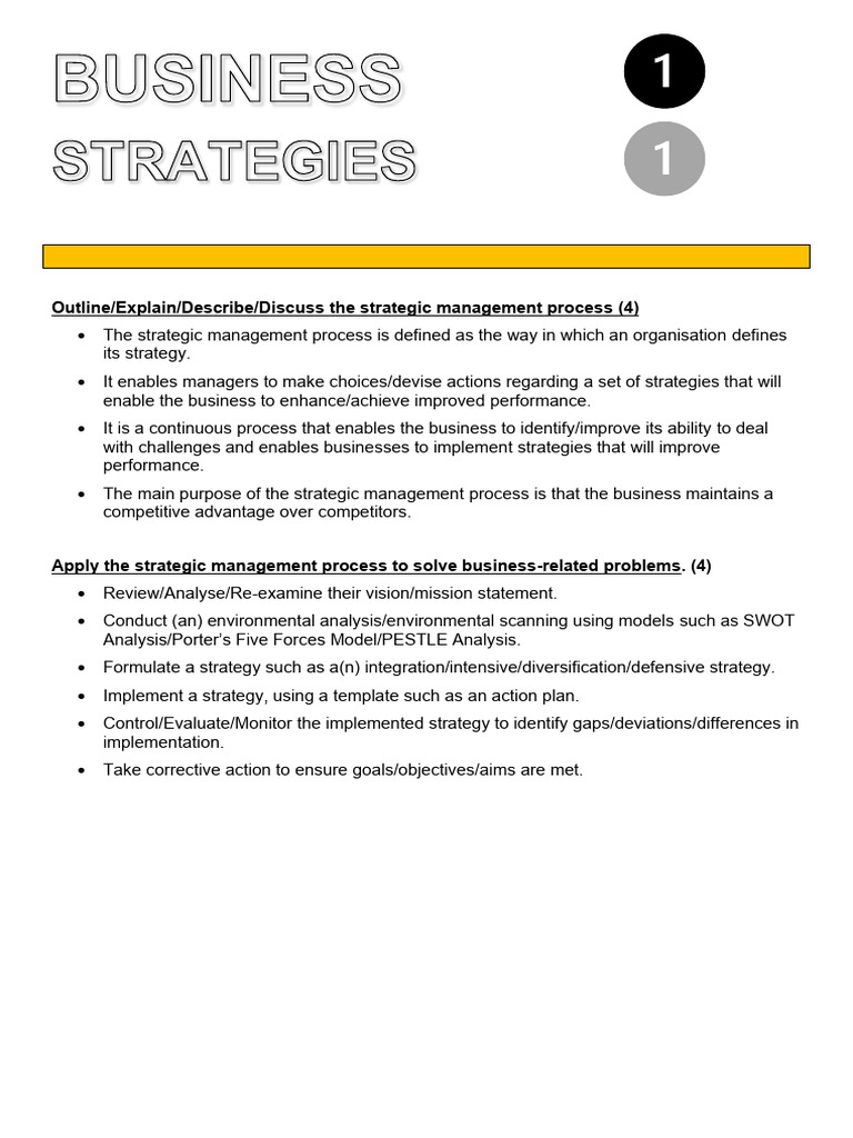 Business Strategies Paper 1 Topic 1 2 | PDF