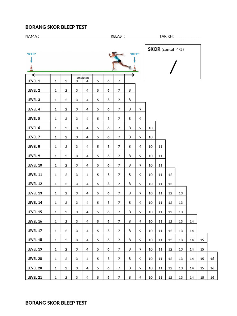 Borang Skor Bleep Test | PDF