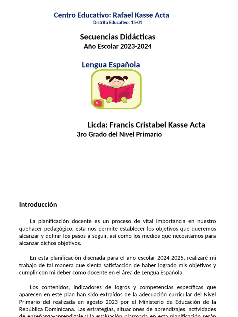 Español 3ro Primaria (1) Borrador 1 | PDF