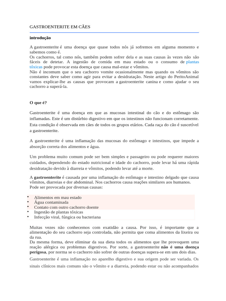 Gastroenterite em Cães | PDF