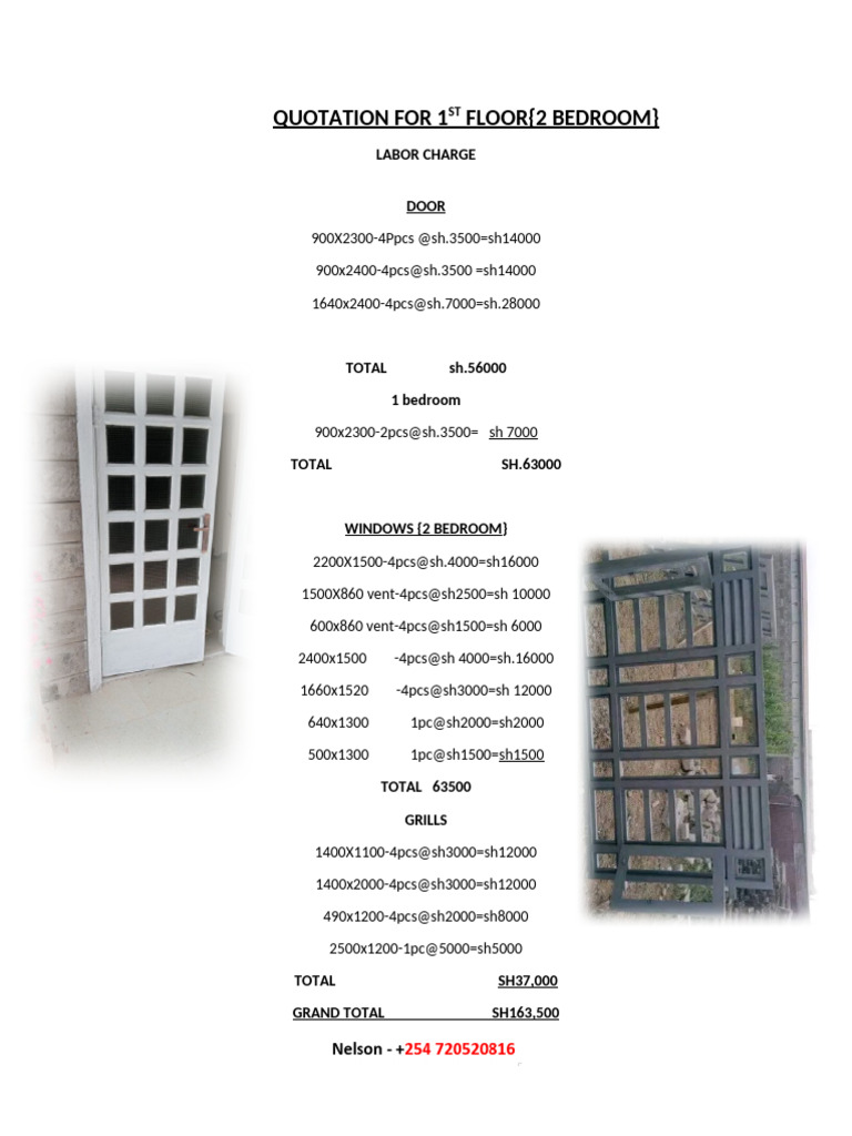 Quotation For 1st Floor | PDF