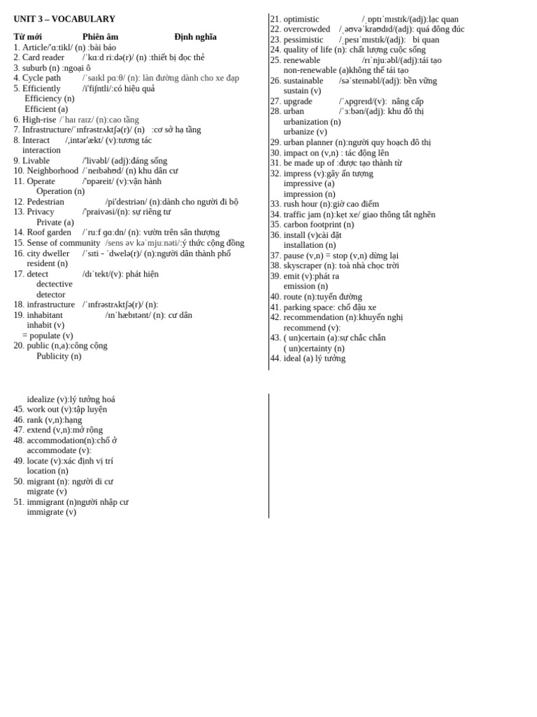 UNIT 3. Vocabulary | PDF