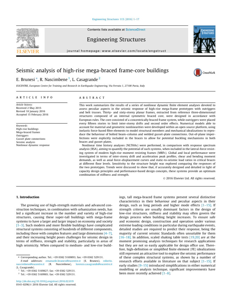 Seismic Analysis of High-Rise Mega-Braced Frame-Core Buildings | PDF