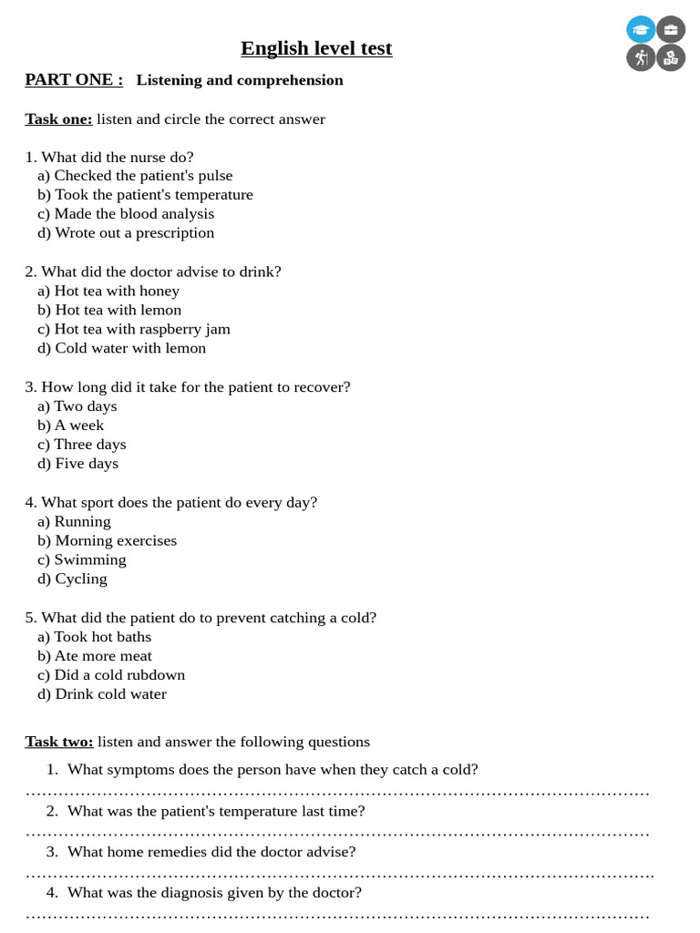 English Level Test - Adultdocx | PDF