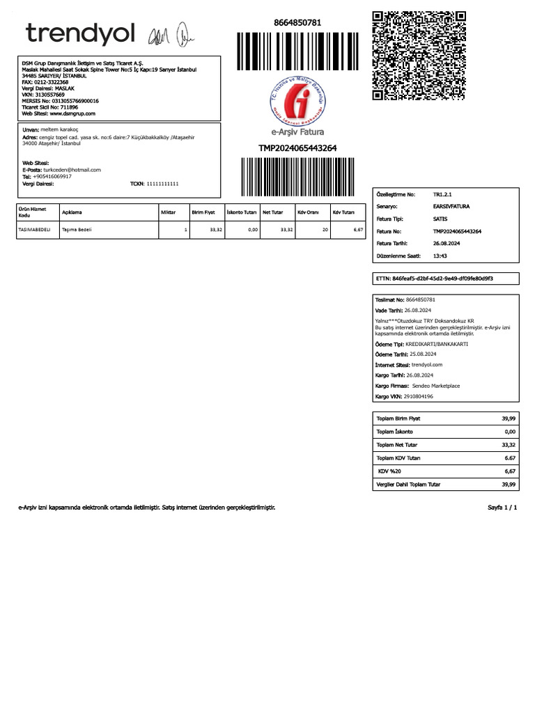 Fatura Örneği | PDF