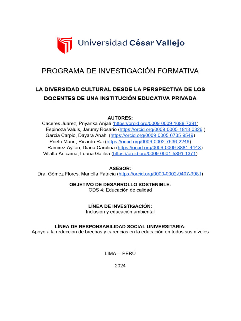 Ejemplo de Trabajo de Investigación Formativa | PDF