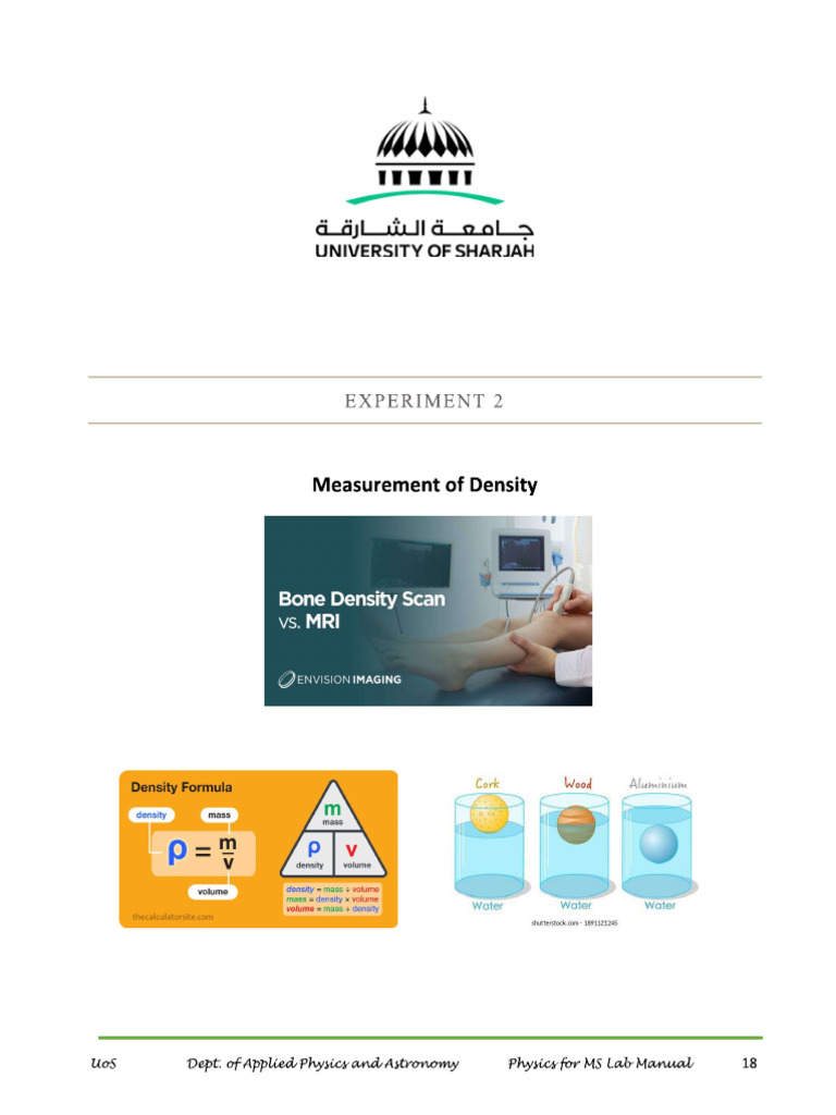 Measurement of Density PMSL (Manual) | PDF