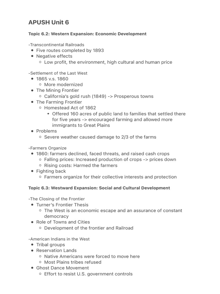 APUSH Unit 6: Gilded Age Overview | PDF | People's Party (United States ...