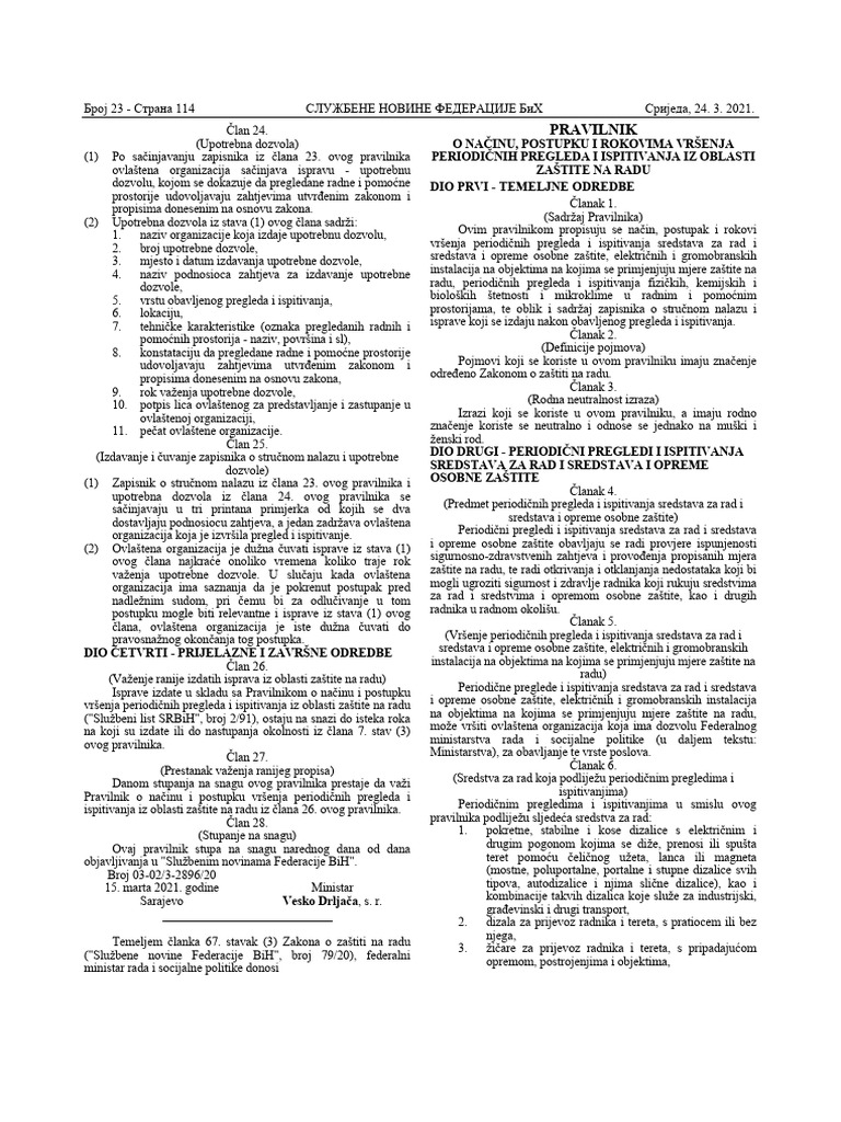 12 - Pravilnik o Nacinu Postupku I Rokovima Vrsenja Periodicni Pregleda I Ispitivanja Iz Oblasti ...