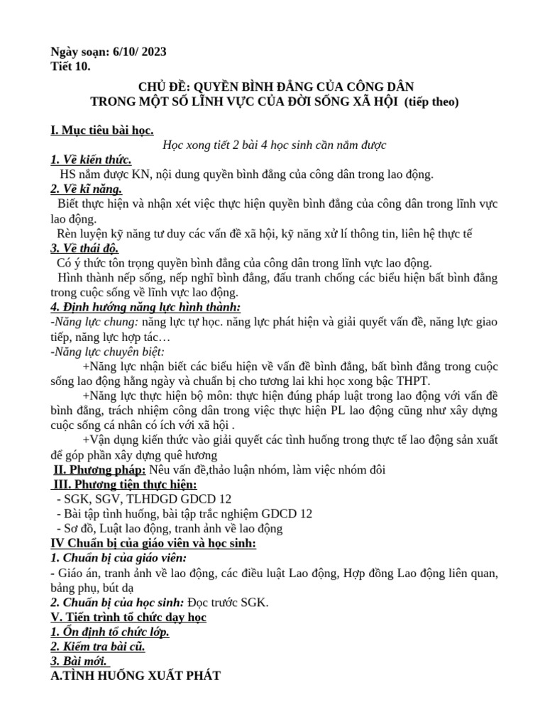 Chu de Quyen Binh Dang Cua Cong Dan Lop 12 Tiet 34 | PDF