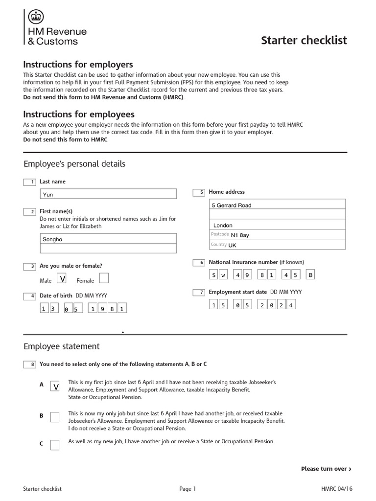 Starter Checklist | PDF