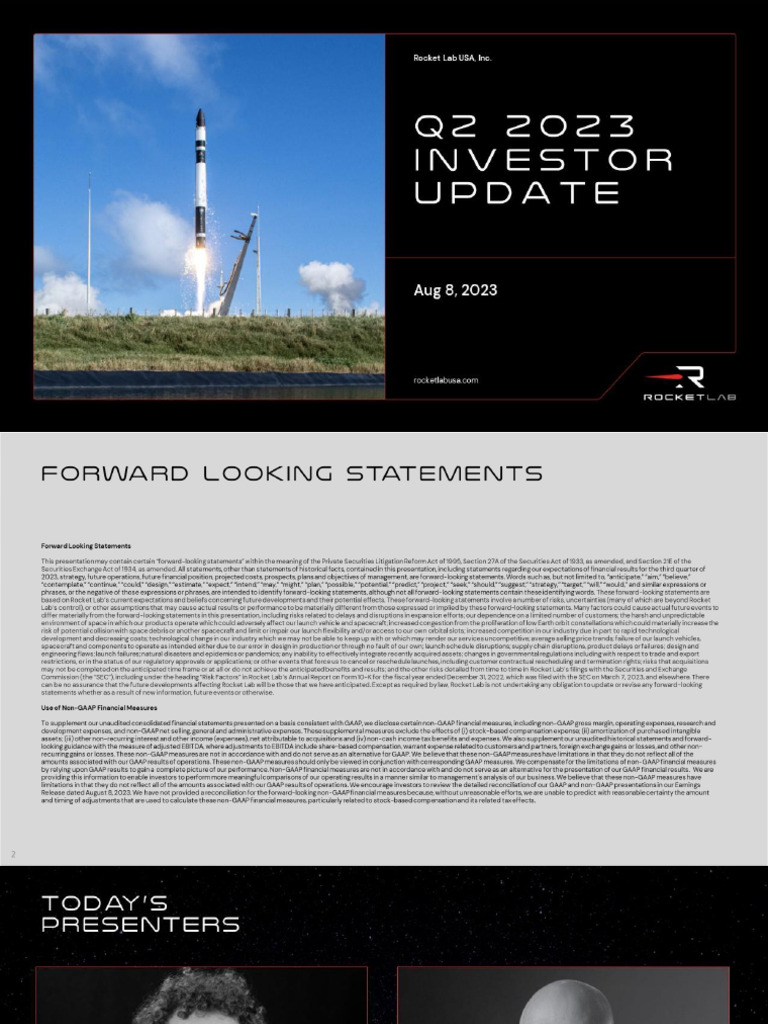 Rocket Lab Q2 2023 Presentation - Final | PDF