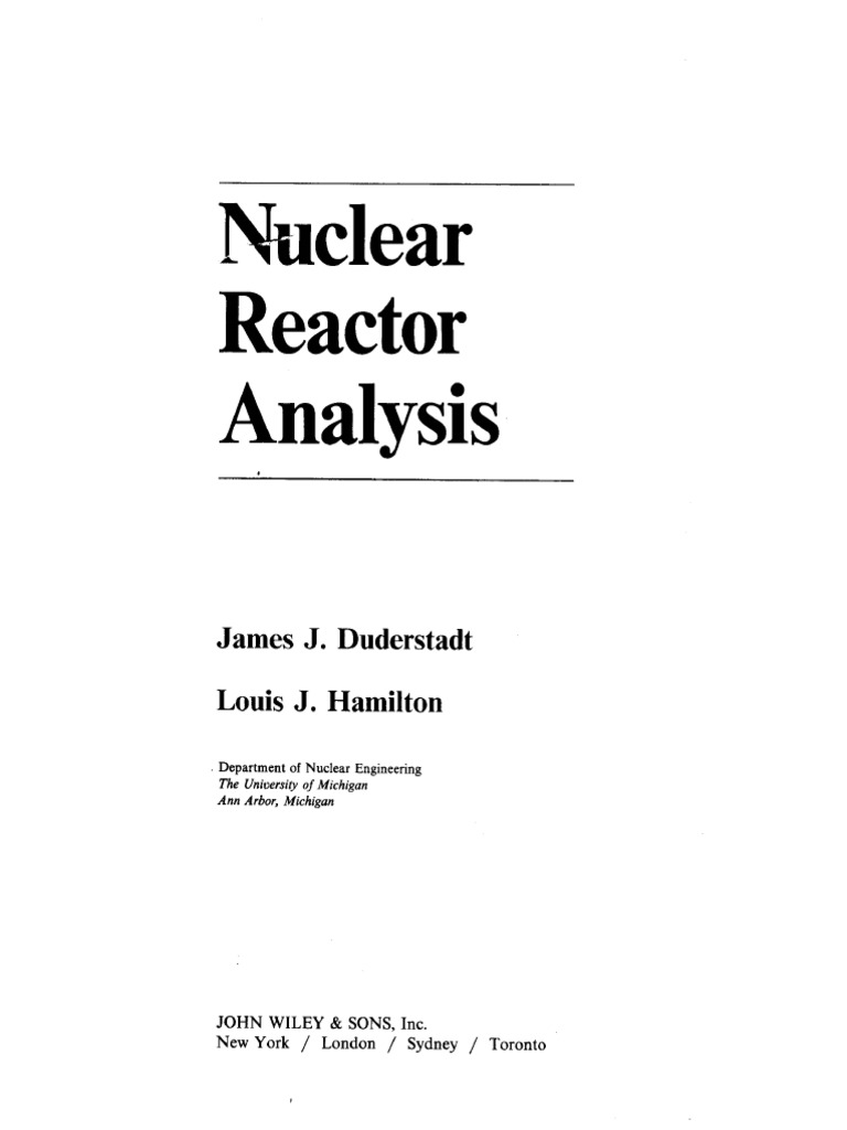 Nuclear Reactor Analysis | PDF