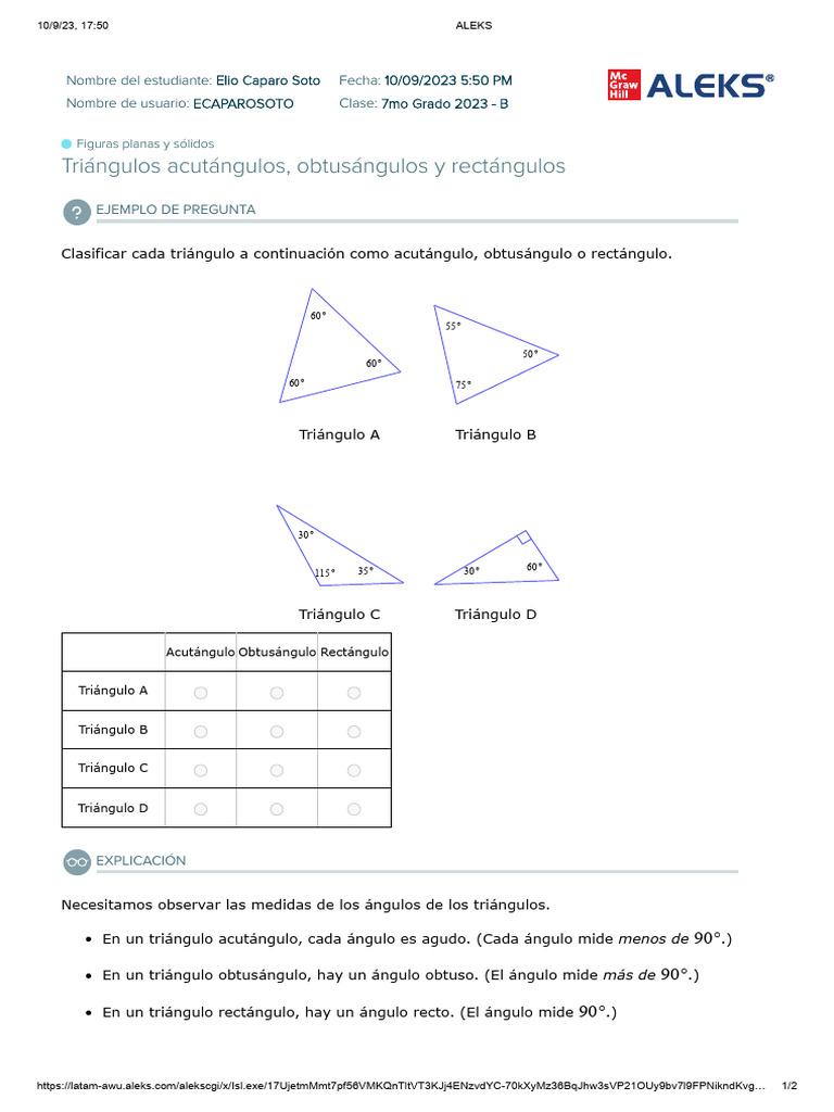 Triángulos Acutángulos, Obtusángulos y Rectángulos 89 | PDF