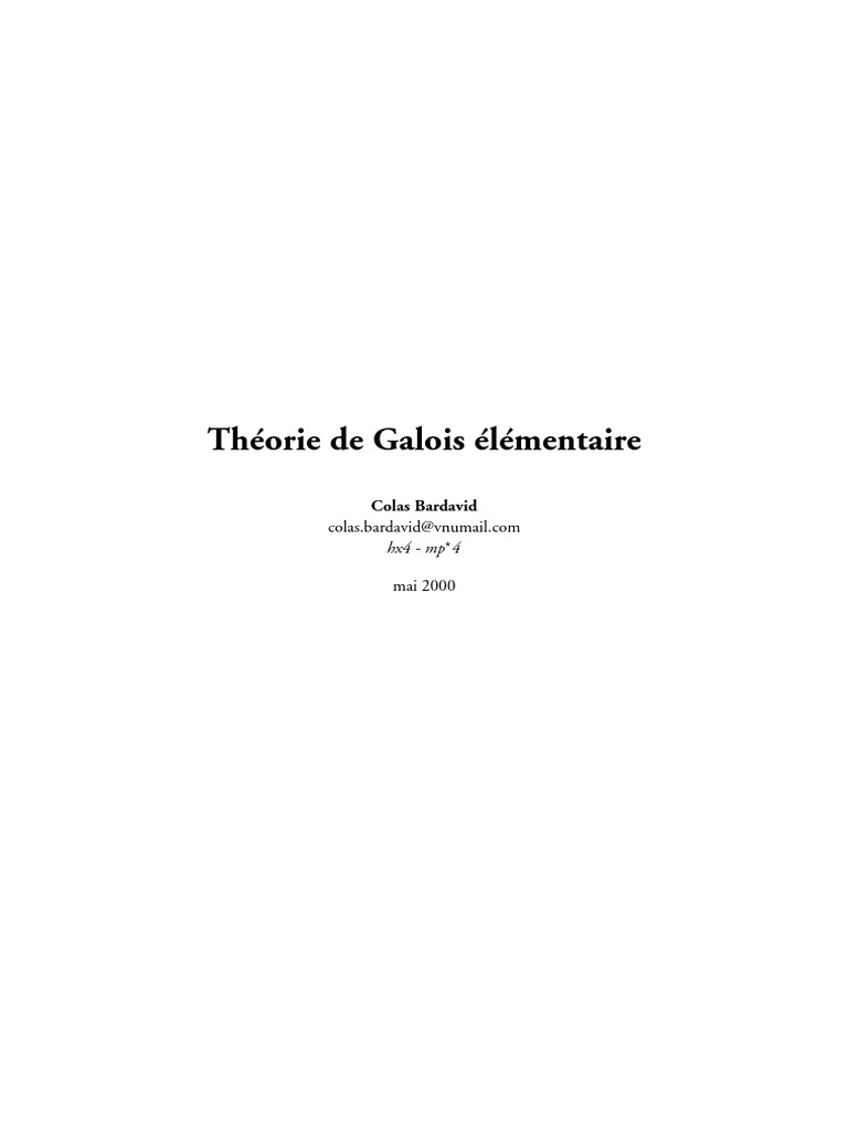 Theorie de Galois | PDF
