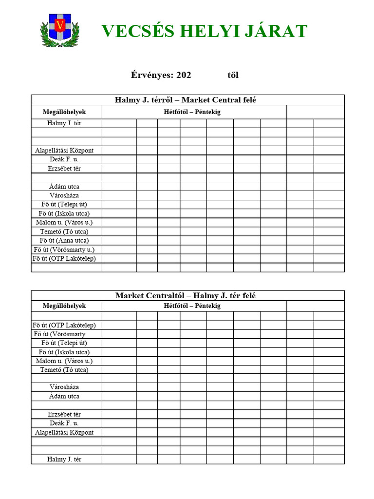 Helyi Busz Menetrend-1 | PDF
