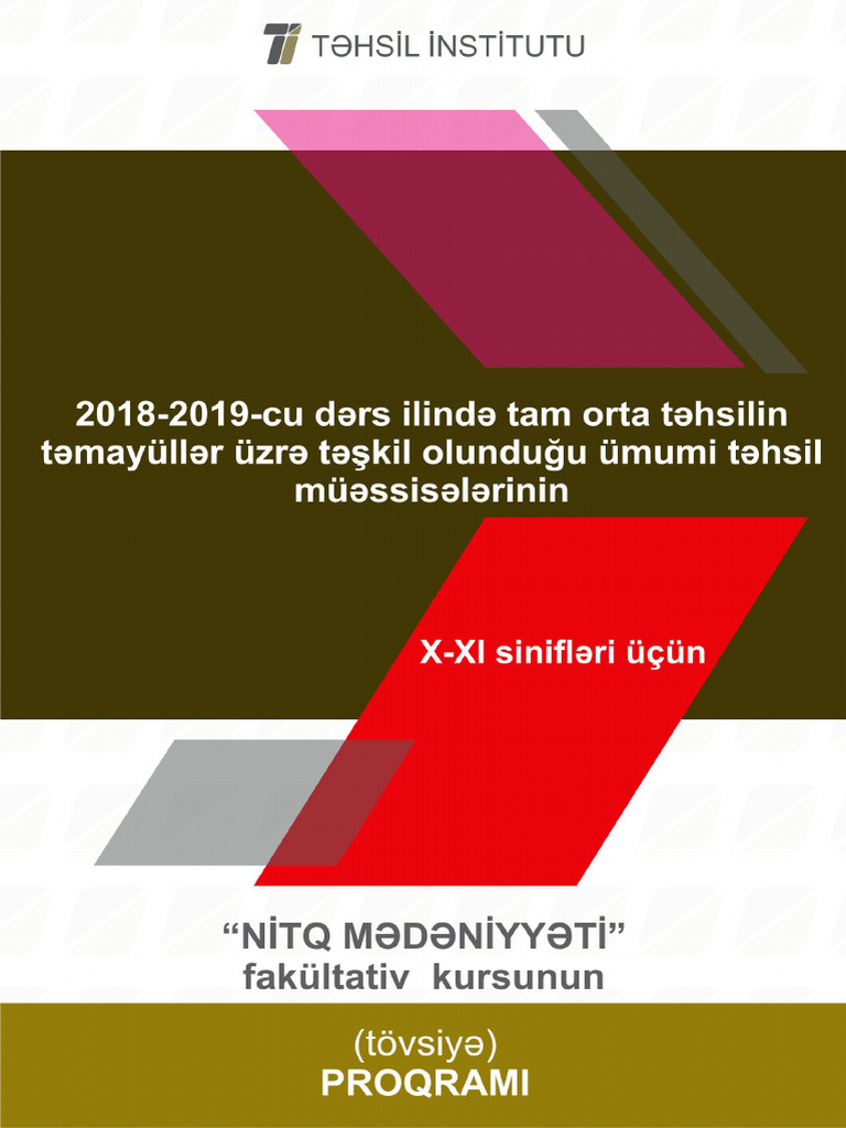 Fakultativ Nitq Medeniyyeti Proqram 2018 2019 | PDF