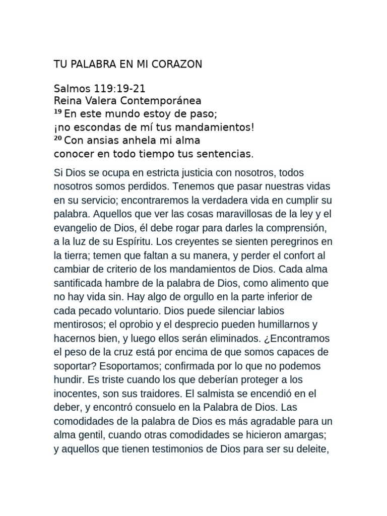 Tu Palabra en Mi Corazon | PDF