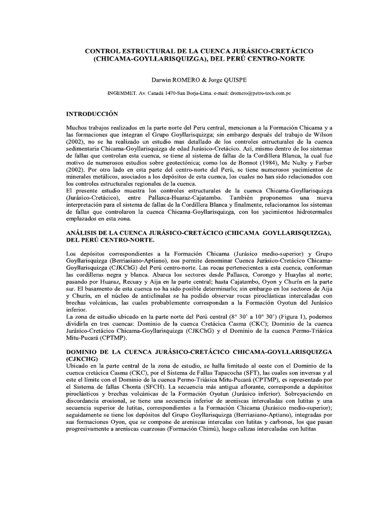 Romero-Control Estructural Cuenca Jurasico Cretacico | PDF