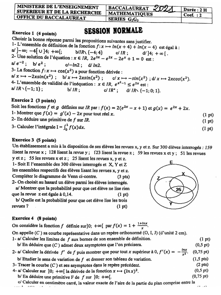 Bac 2021 Math Géné | PDF