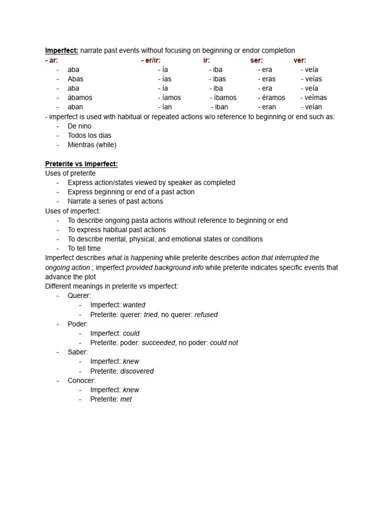 Spanish Study Guide Part 1 | PDF