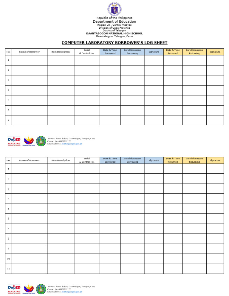 Borrowers Log | PDF Borrowers Log | PDF