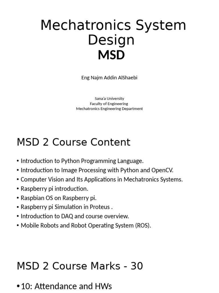 Mechatronics System Design 2 - Lab 1 | PDF